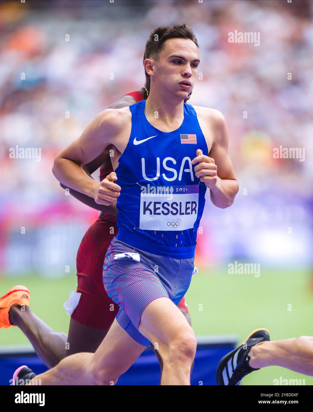 Hobbs Kessler participating in the 800 meters at the Paris 2024 Olympic ...