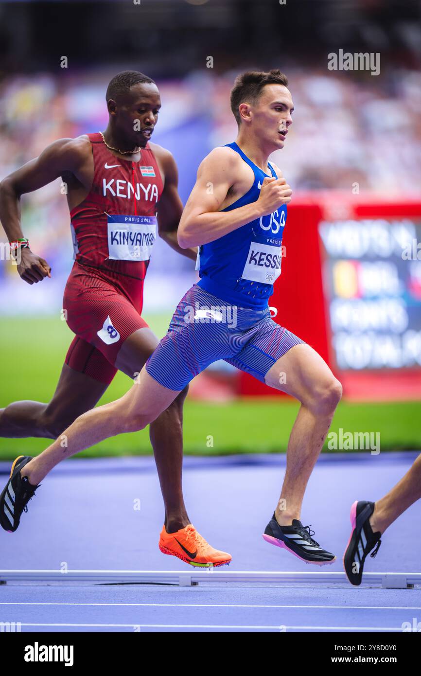 Hobbs Kessler participating in the 800 meters at the Paris 2024 Olympic ...
