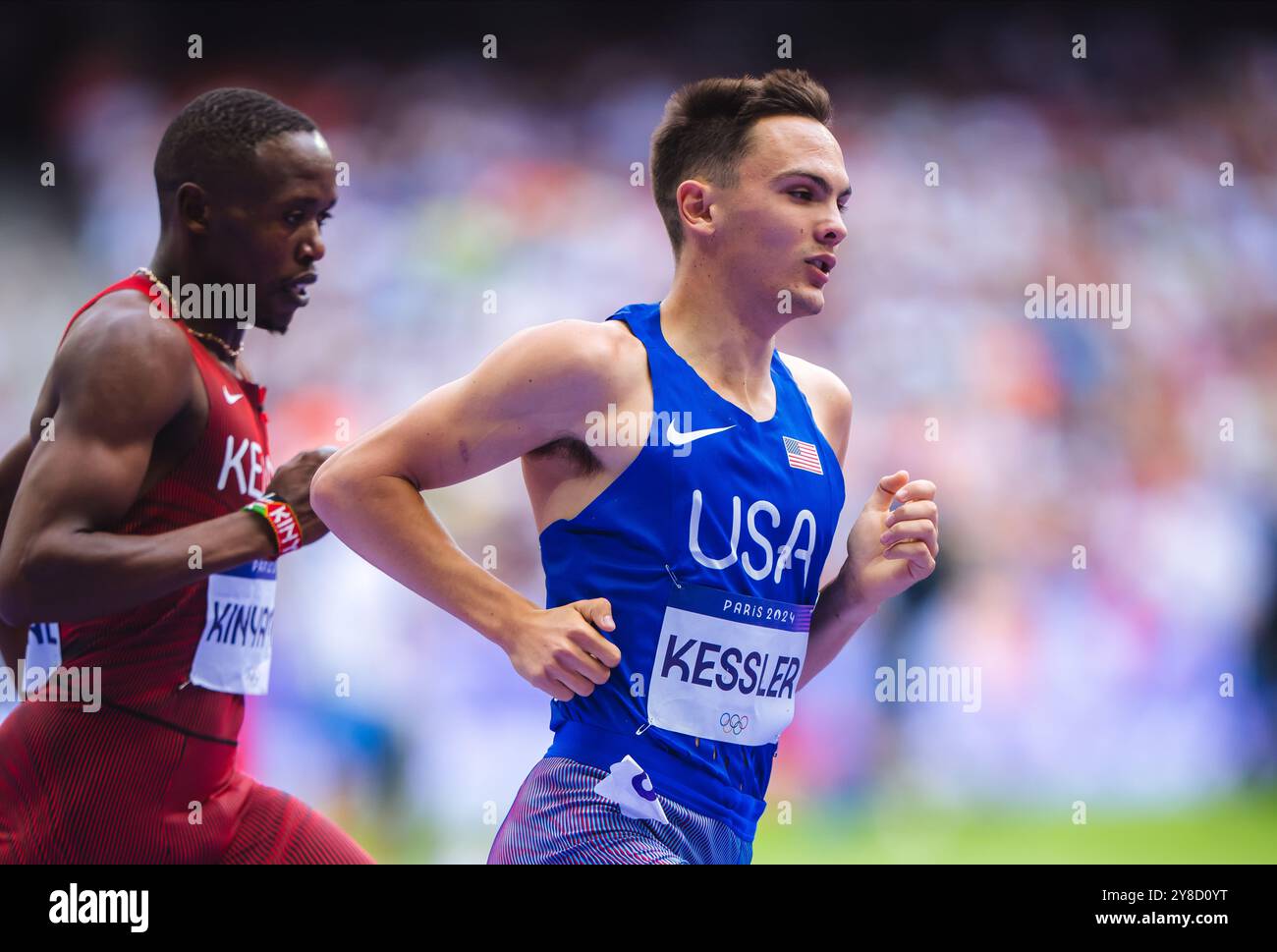 Hobbs Kessler participating in the 800 meters at the Paris 2024 Olympic ...