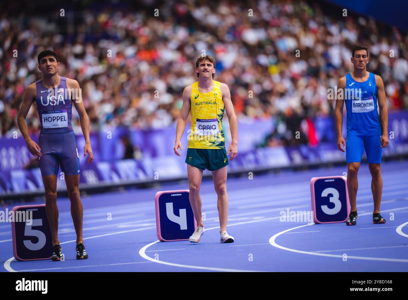 Peyton Craig participating in the 800 meters at the Paris 2024 Olympic ...
