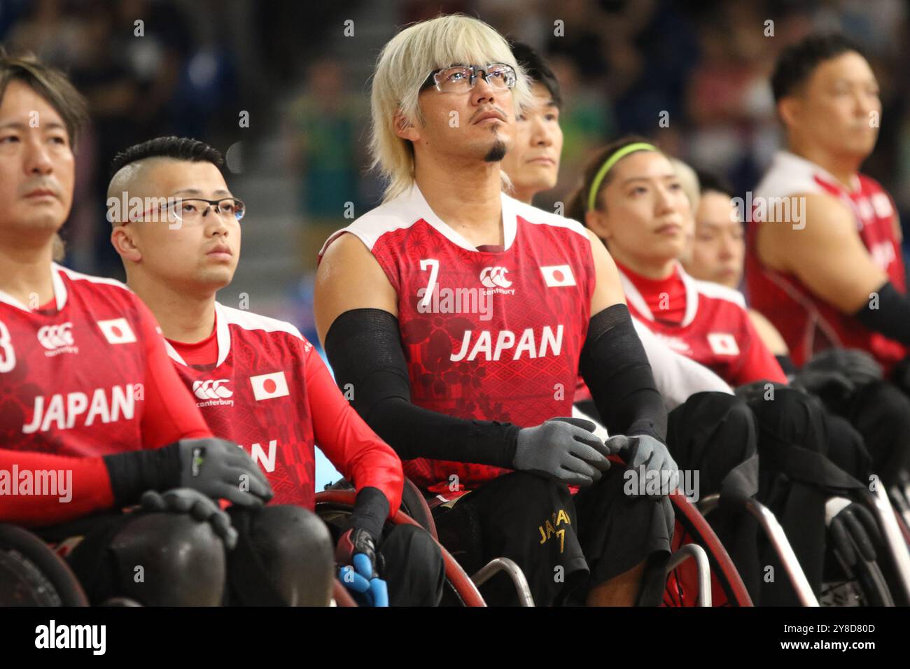 Daisuke IKEZAKI of Japan v Australia sings the Japanese national anthem ...