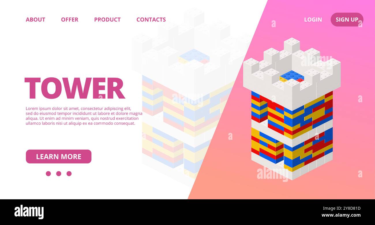 Web template with a tower. Vector illustration Stock Vector Image & Art ...