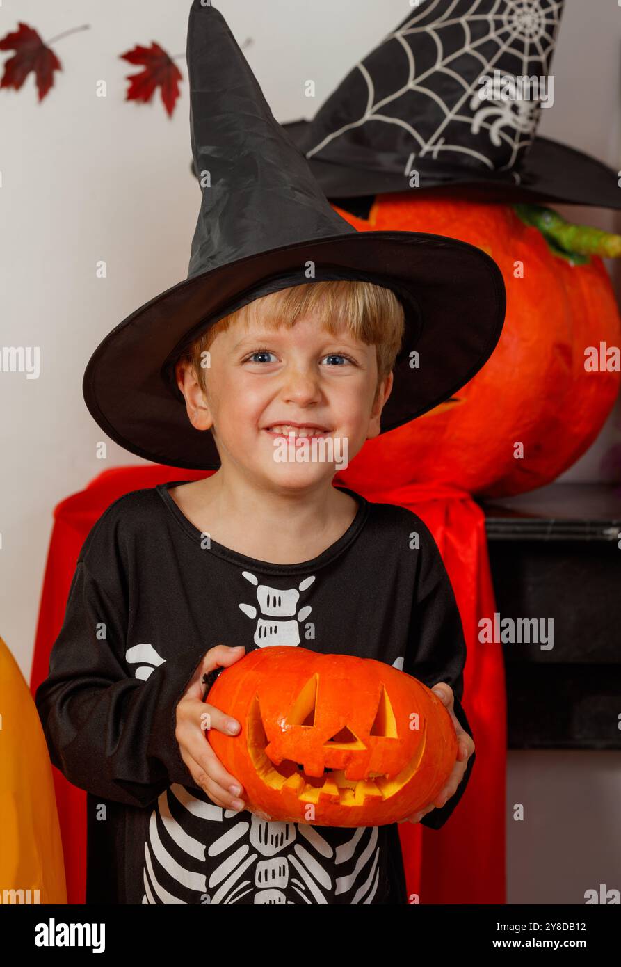 Girl disguised pumpkin halloween hi-res stock photography and images ...
