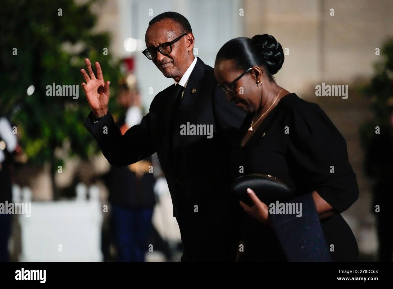 Rwanda's President Paul Kagame and his wife Jeannette Kagame arrive for ...