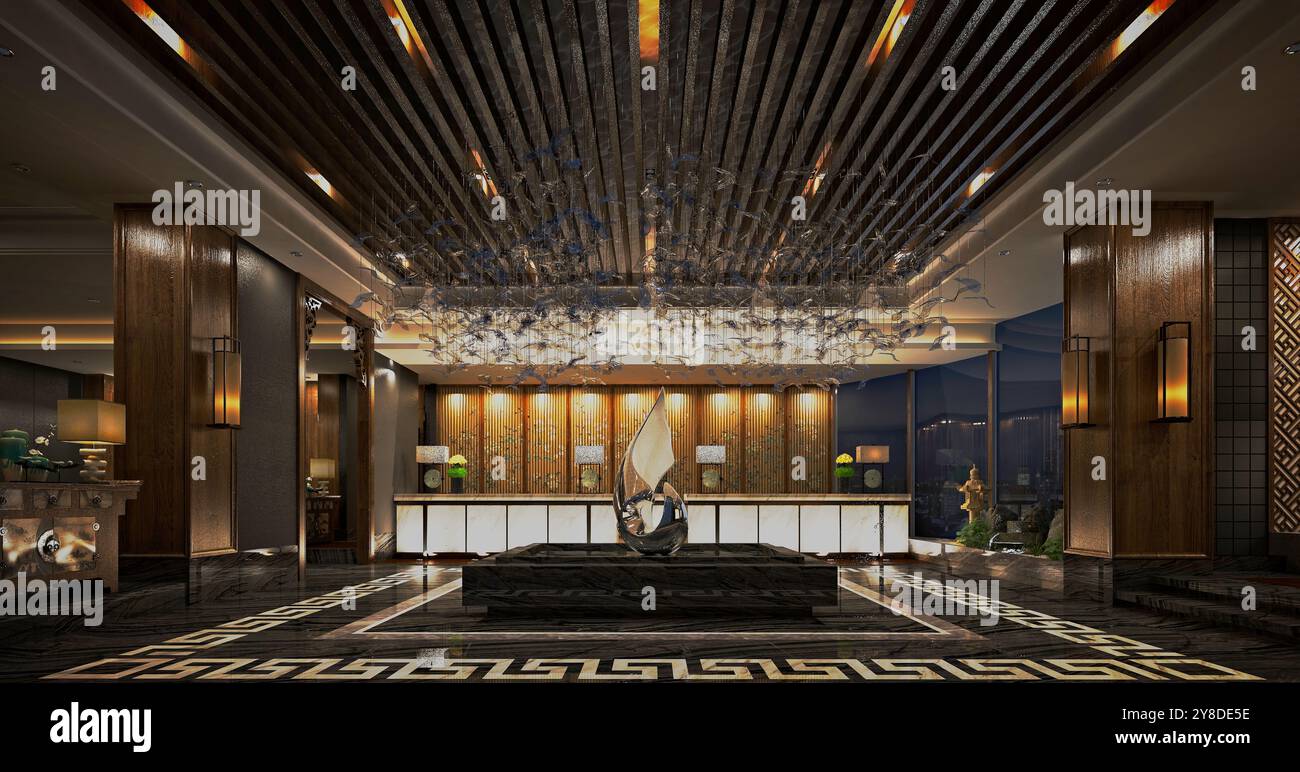 Modern luxury hotel lobby 3d rendering hi-res stock photography and images - Alamy