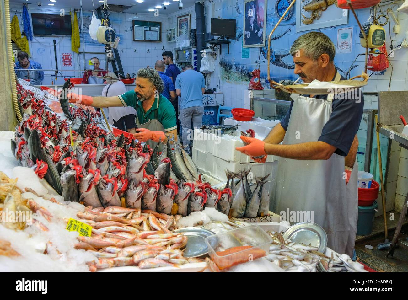Istanbul, Turkey - September 18, 2024: Vendors at a stall selling ...