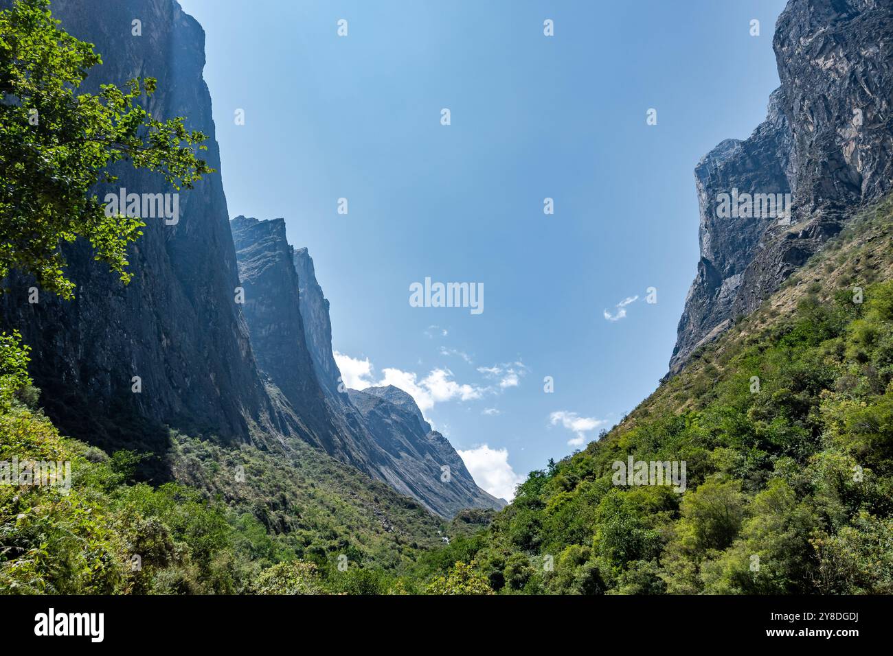 U-shaped valley carved by glacier in the high Andes mountains. Peru ...