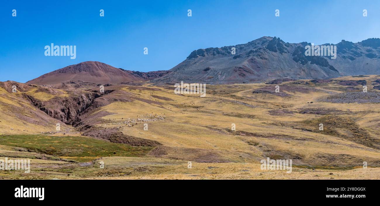 Panoramic view of the highlands of Andes mountains. Peru, South America ...