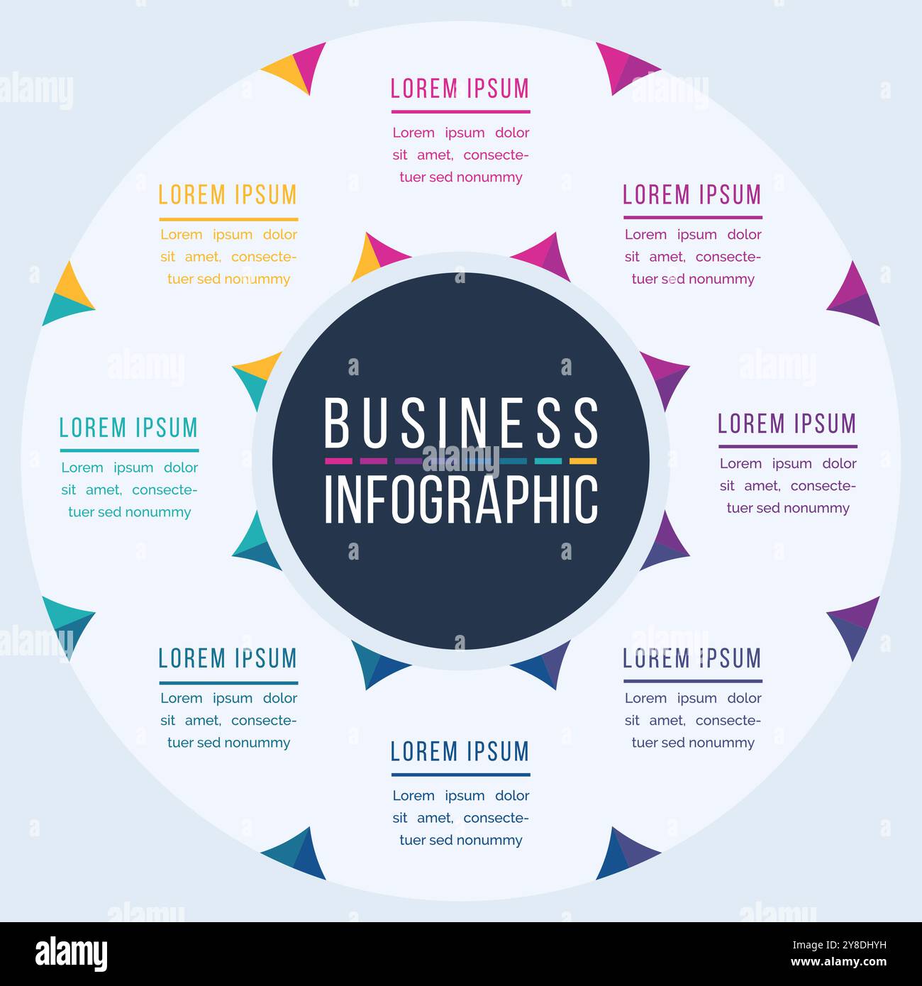Circle Infographic design 8 steps, objects, elements or options ...