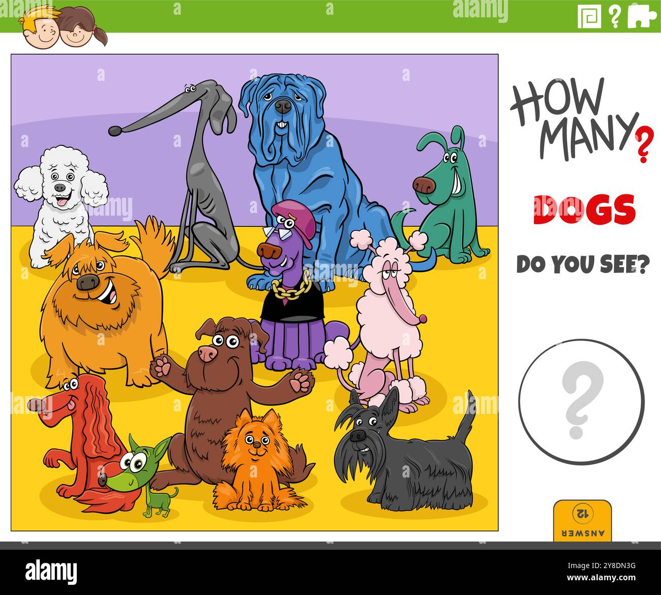Illustration of educational counting activity with cartoon dogs animal ...