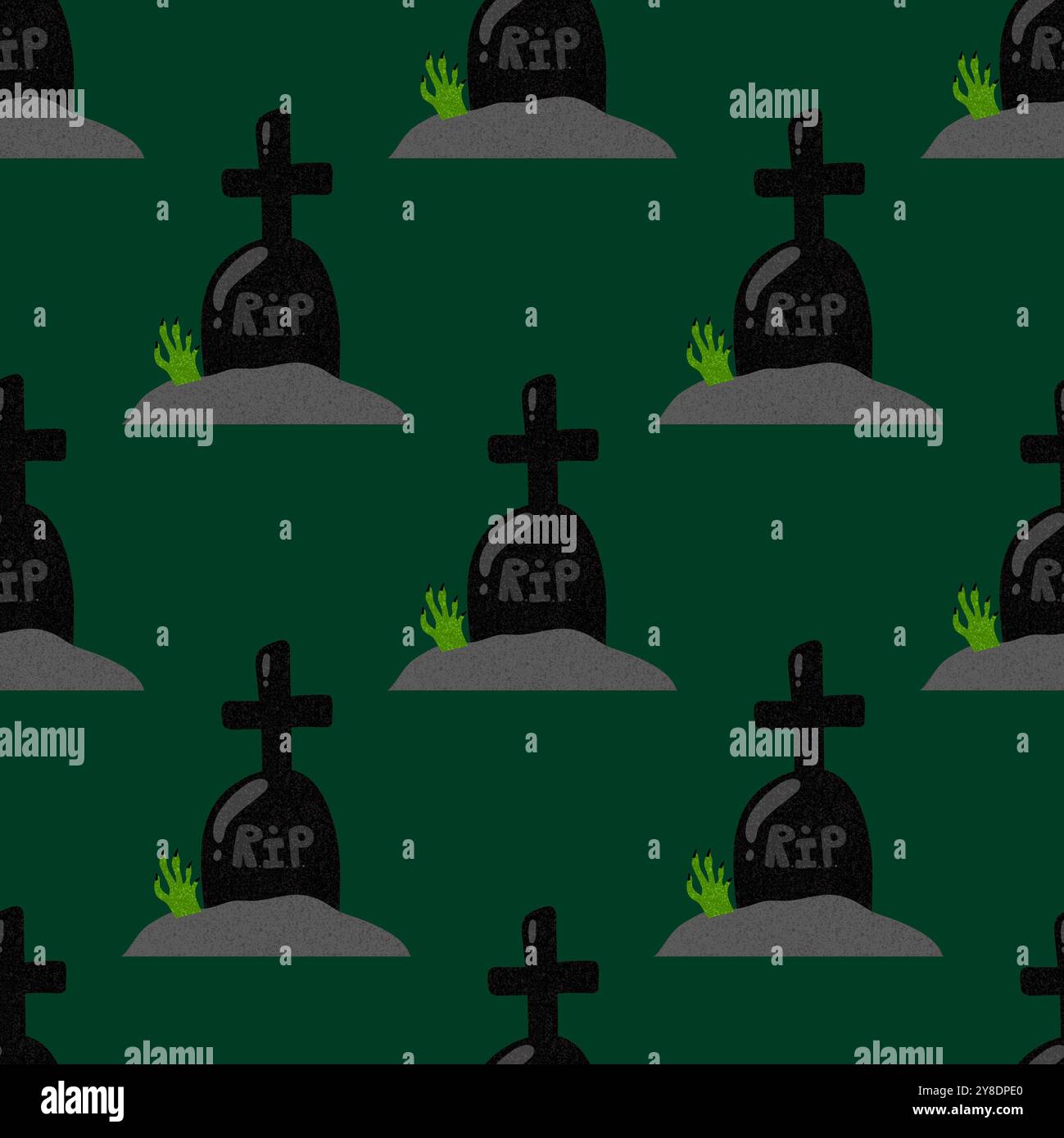 Halloween monsters hand seamless tombstone pattern for wrapping paper ...