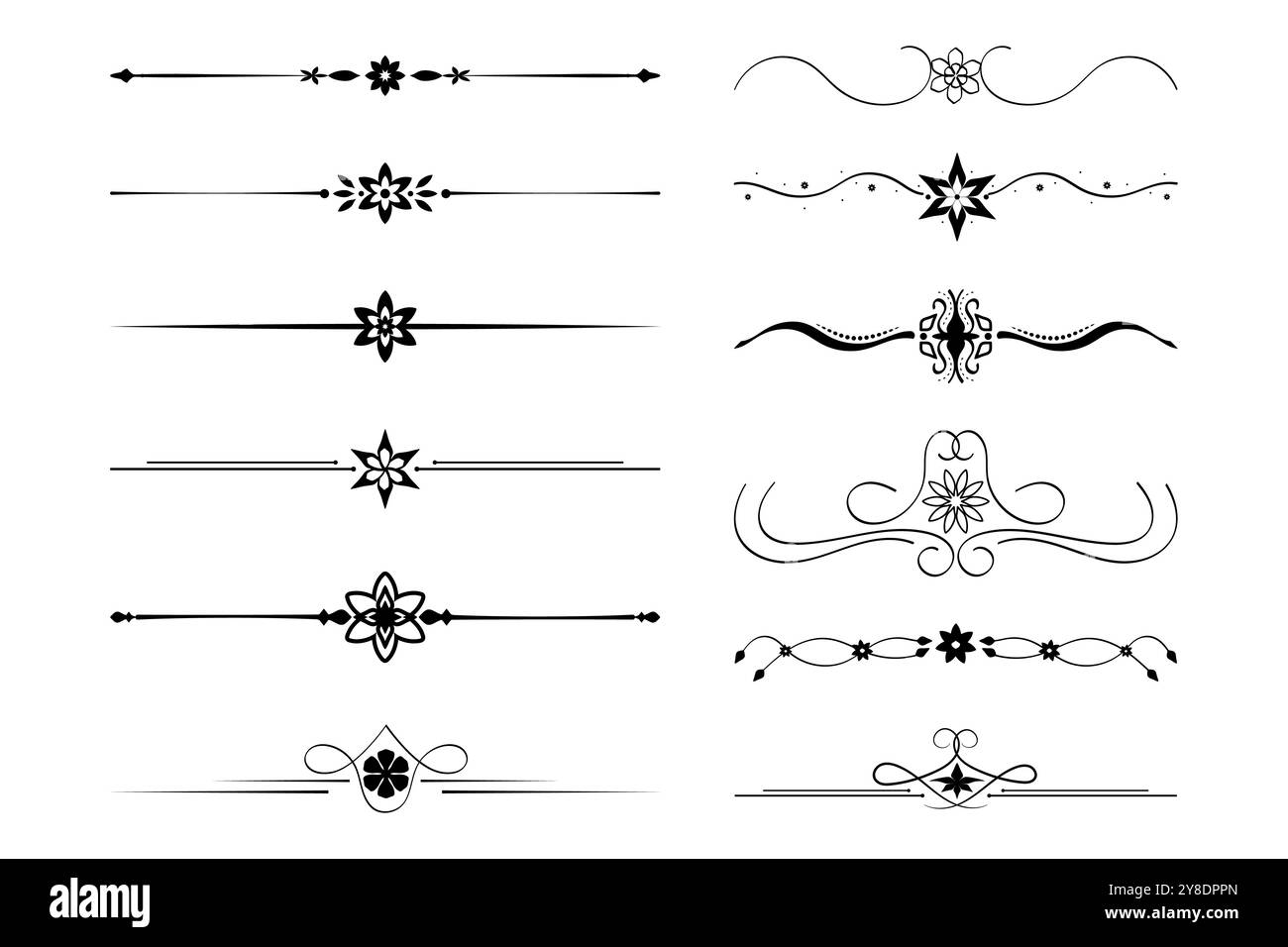 Divider Set of Flourish Floral Flower Separator Elements Stock Vector ...