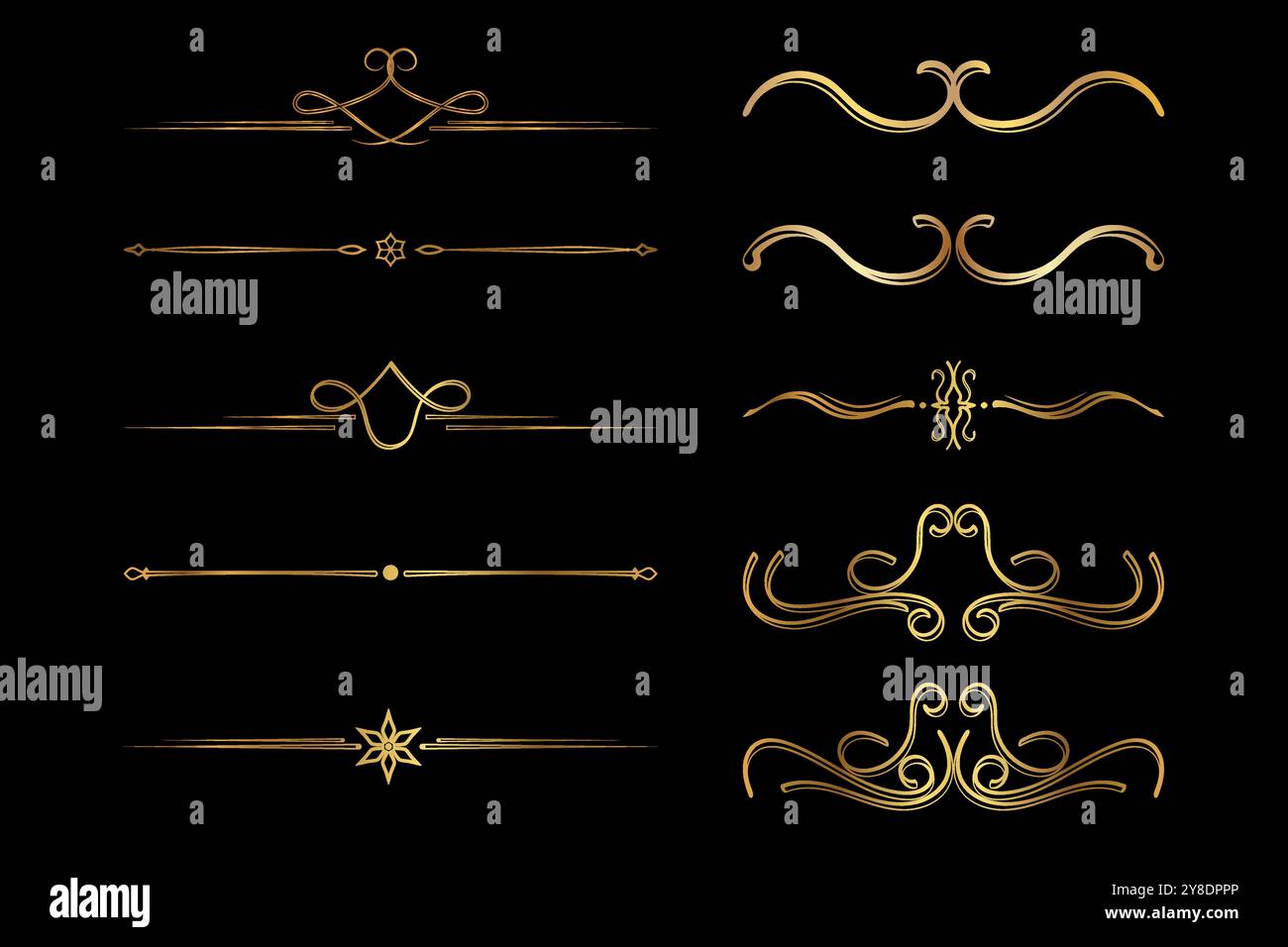 Royal Divider Set of Flourish Elegant Gold Separator Elements Stock ...