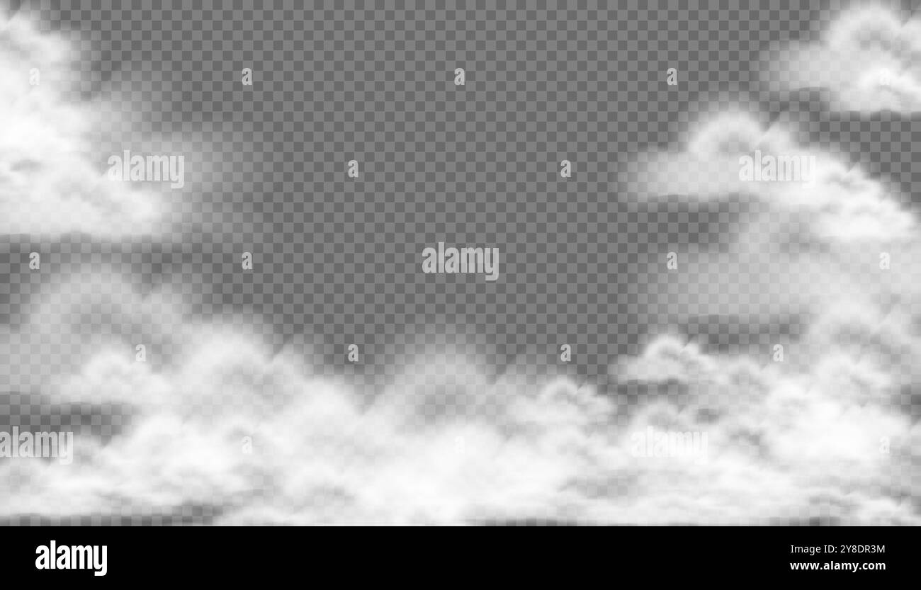 Clouds composition on dark transparent png background. Stock vector ...