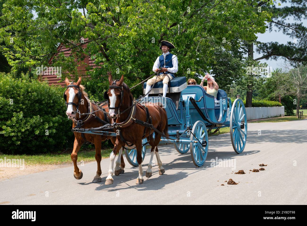 Colonial Williamsburg horse drawn carriage ride in historic area Stock ...