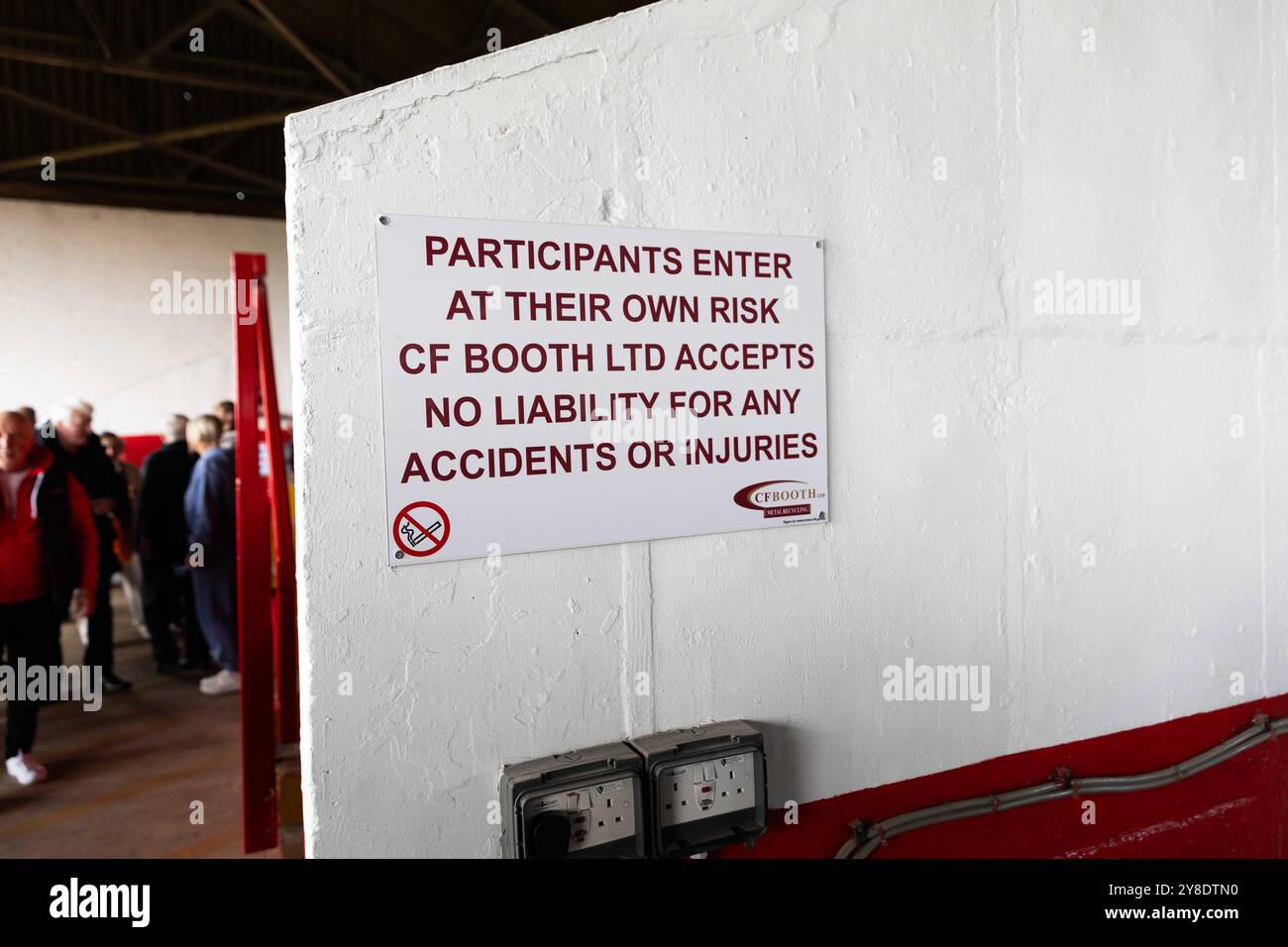 Rotherham, UK. 04th Oct, 2024. No liability sign seen inside the ...