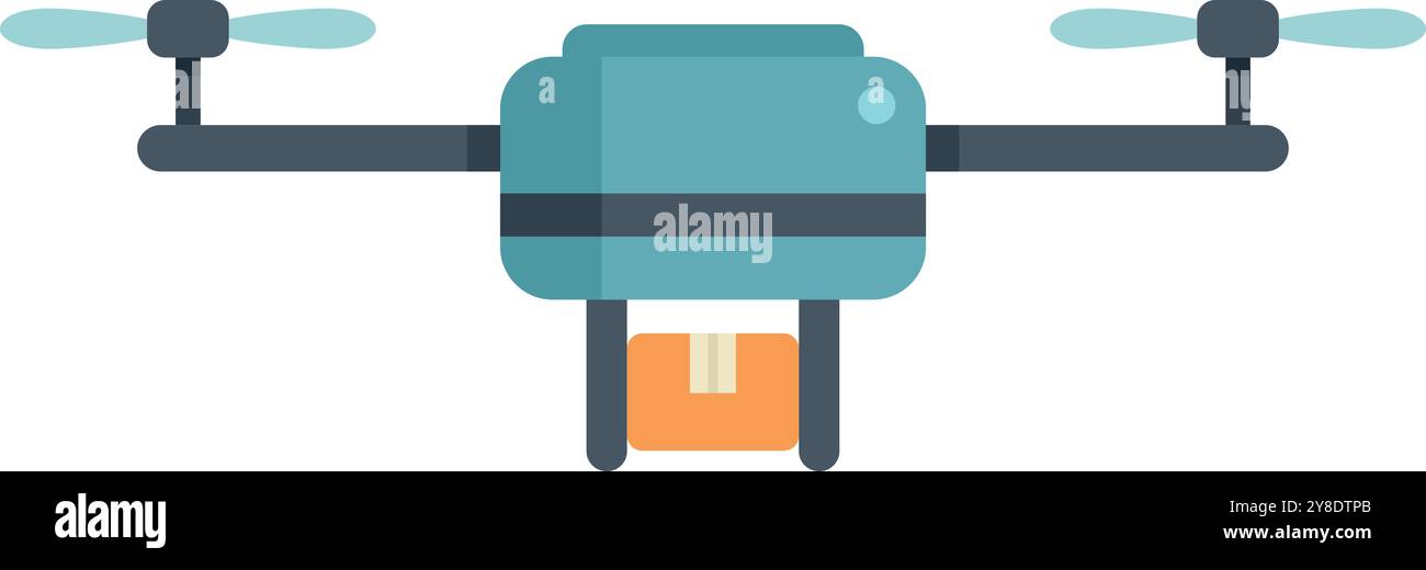 Modern blue delivery drone transporting a package, representing the ...