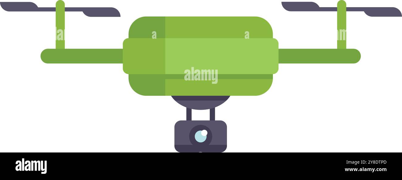 Green drone is flying and recording with its integrated camera Stock ...