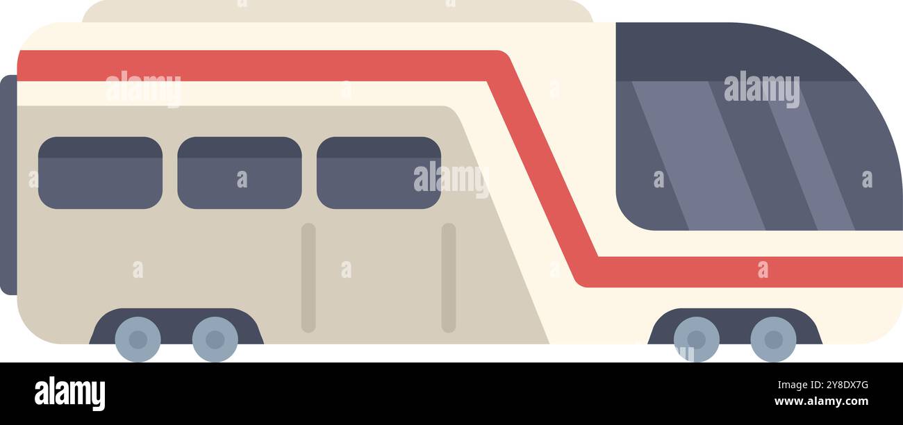 Modern tram or train public transportation side view flat design icon ...