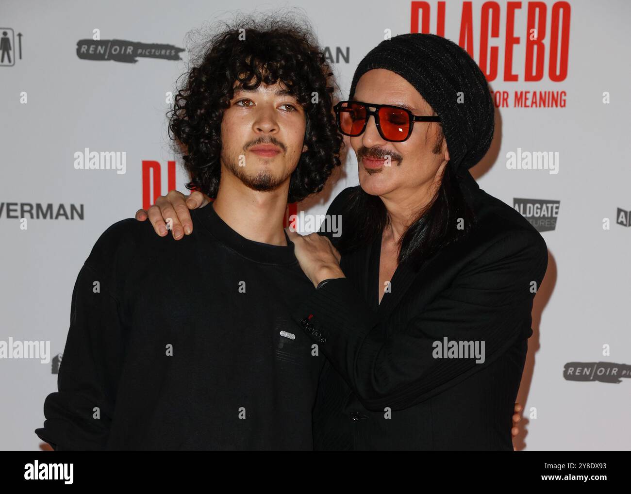 London, UK. 03rd Oct, 2024. Brian Molko (L) with son Cody Molko (R) attend the UK Premiere of ...