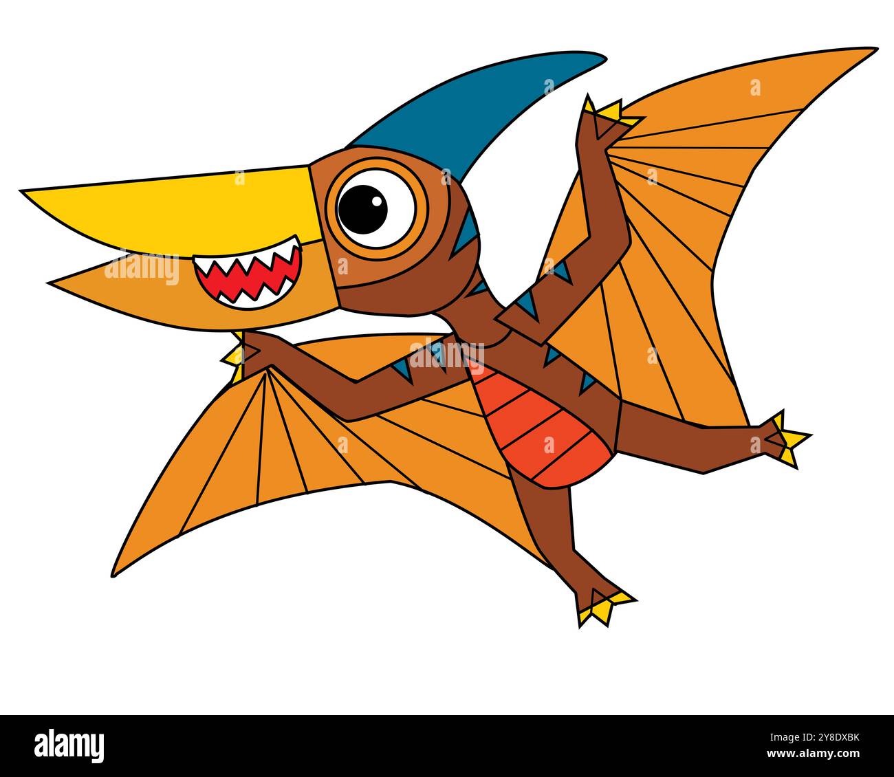 cartoon scene with happy prehistoric animal pteranodon dino dinosaur ...