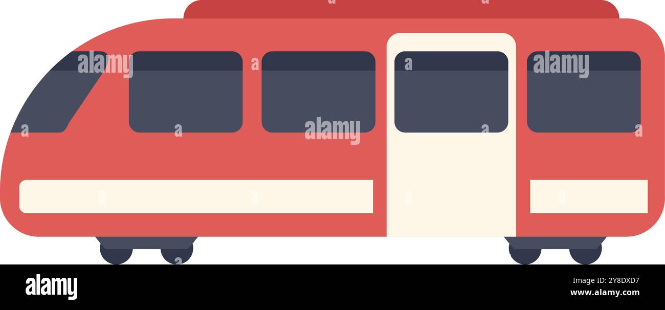 Simple and colorful illustration of a modern electric passenger train ...