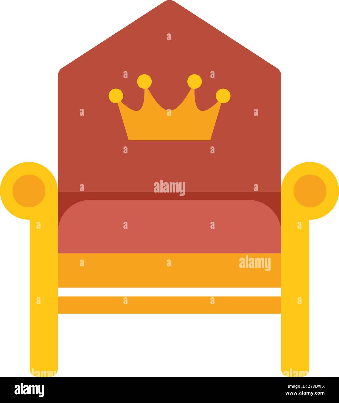 Golden royal throne with crown embroidered backrest representing power ...