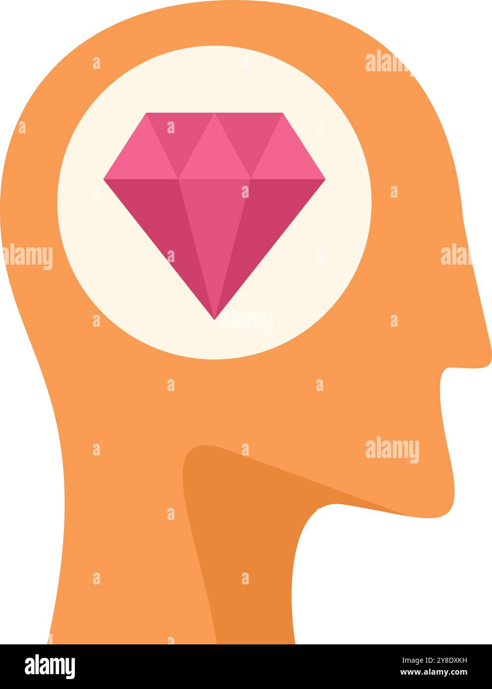 Human head profile with a pink diamond inside representing a new ...