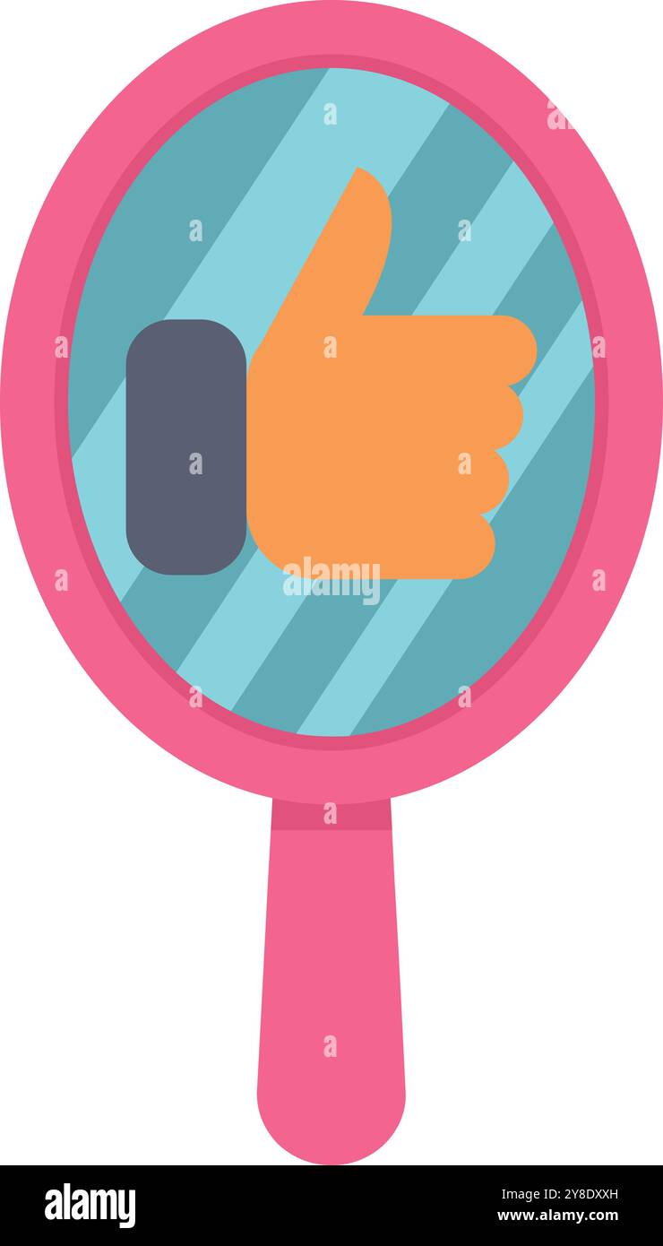 Conceptual illustration of a hand reflecting in the mirror showing ...