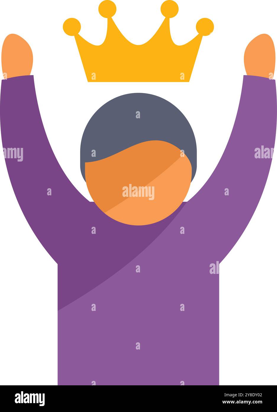Stylized man is raising his arms in the air while wearing a crown Stock ...