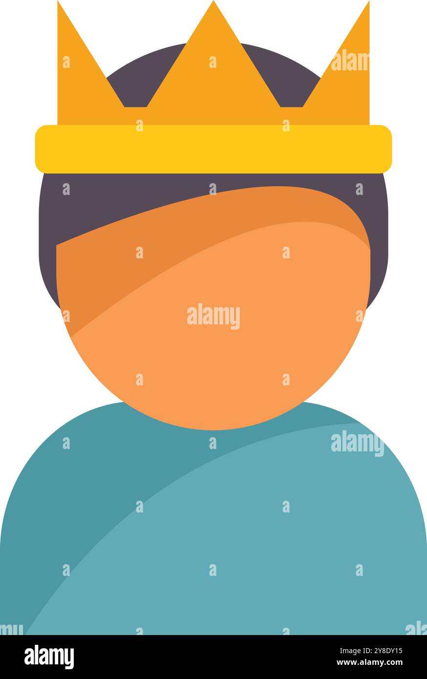 This colorful vector illustration shows a person wearing a crown ...