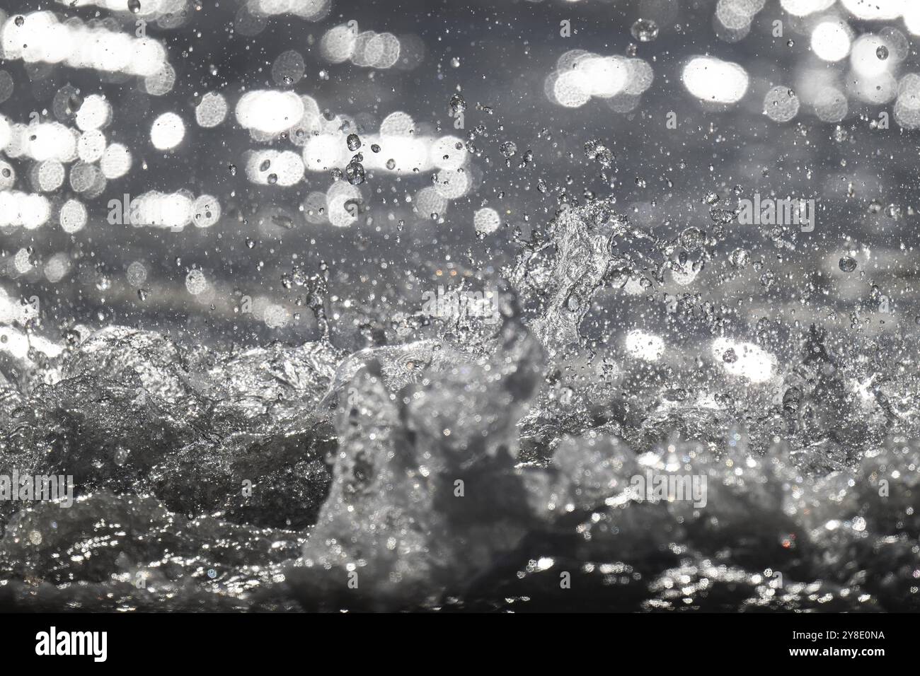 Splashing water against the light, surf, Sondervig Strand, North Sea ...