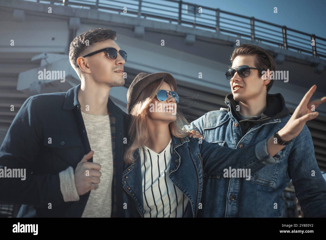 Cute couple having fun walking at the street Stock Photo - Alamy
