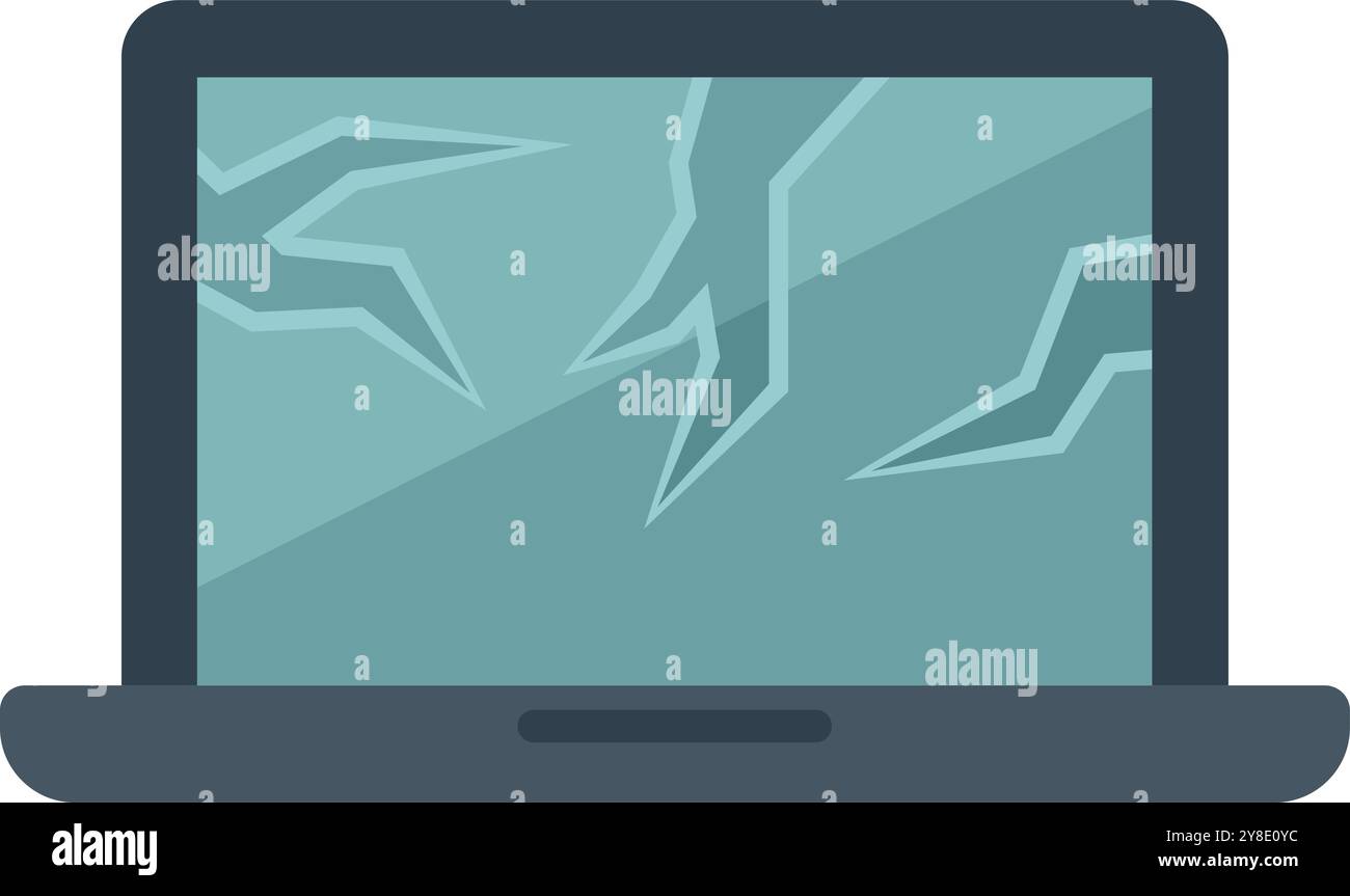 Laptop is displaying a cracked screen from damage Stock Vector Image ...