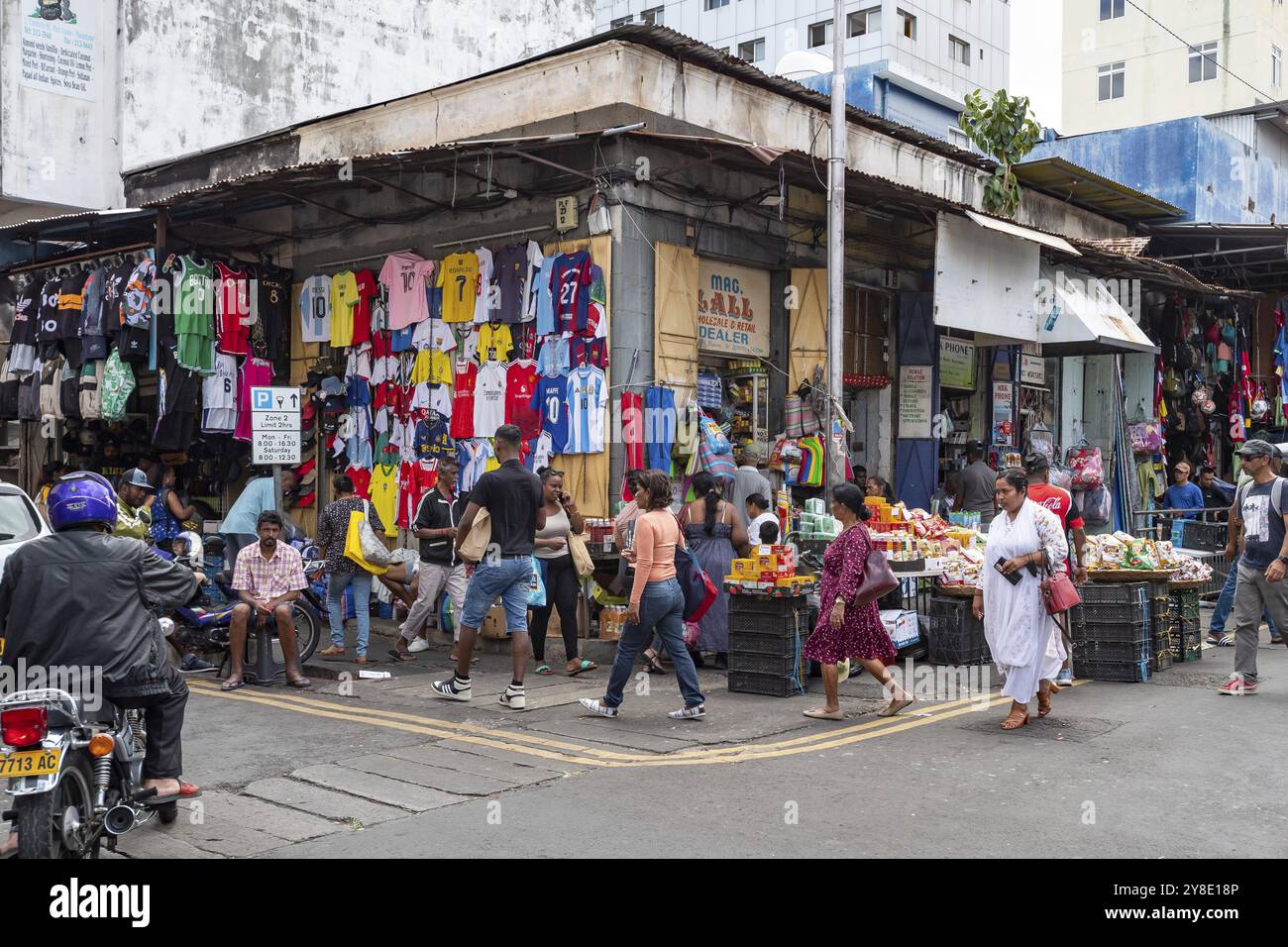 Typical shops, old town, Port Louis, Indian Ocean, island, Mauritius ...