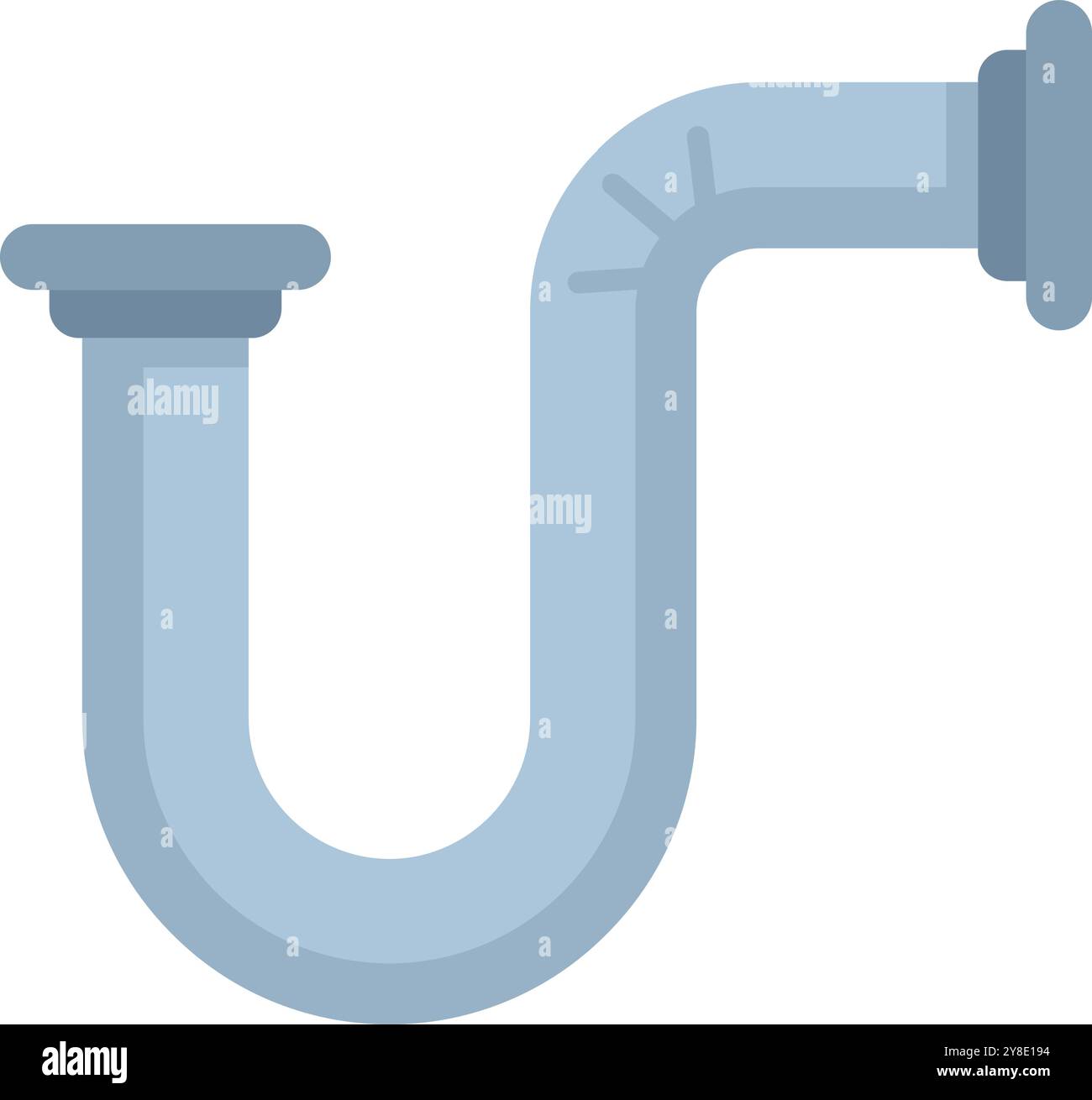 Plumbing siphon pipe connecting two pipes, colorful simple icon in flat style, vector ...