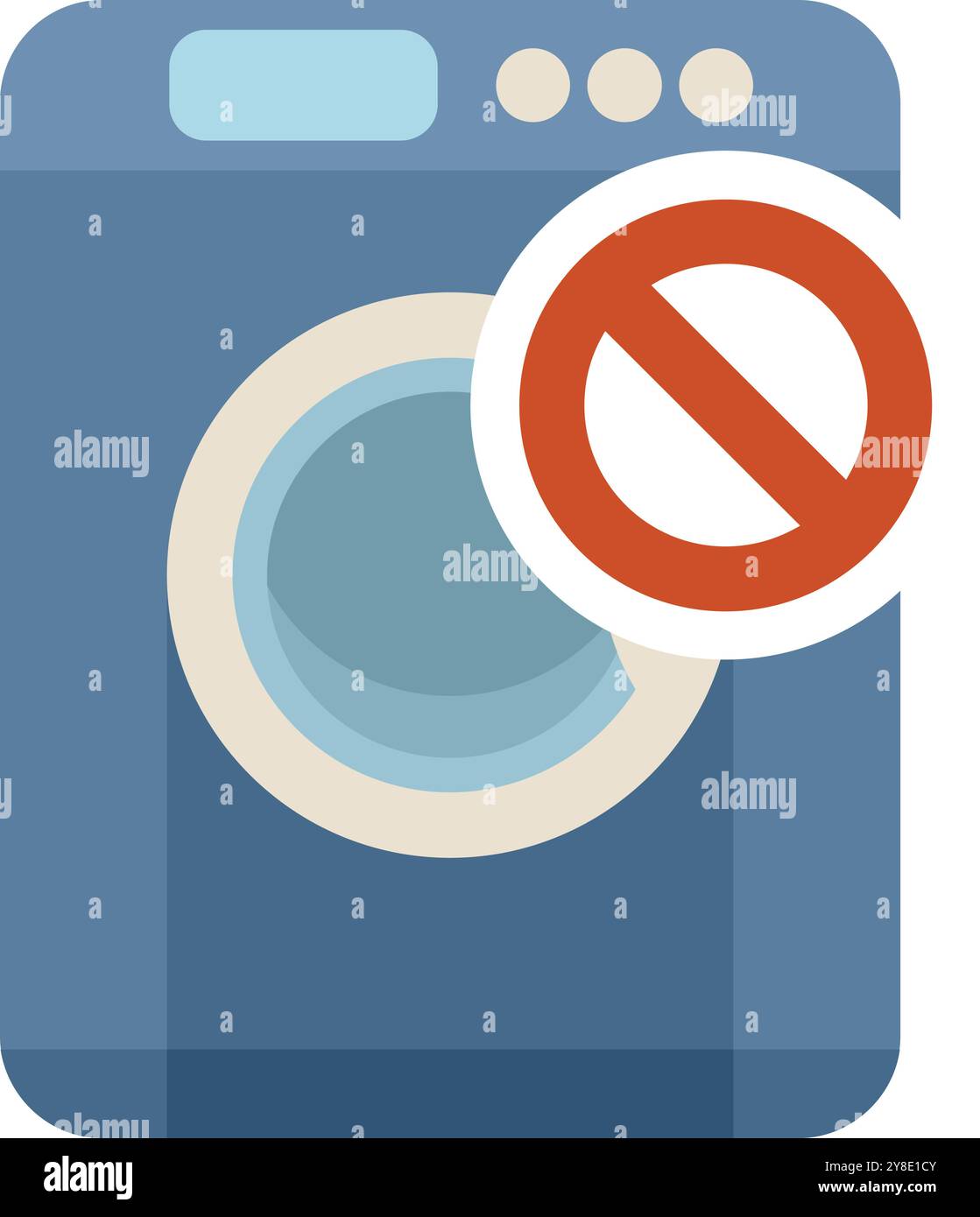 Washing machine with forbidden sign showing laundry ban, concept of ...