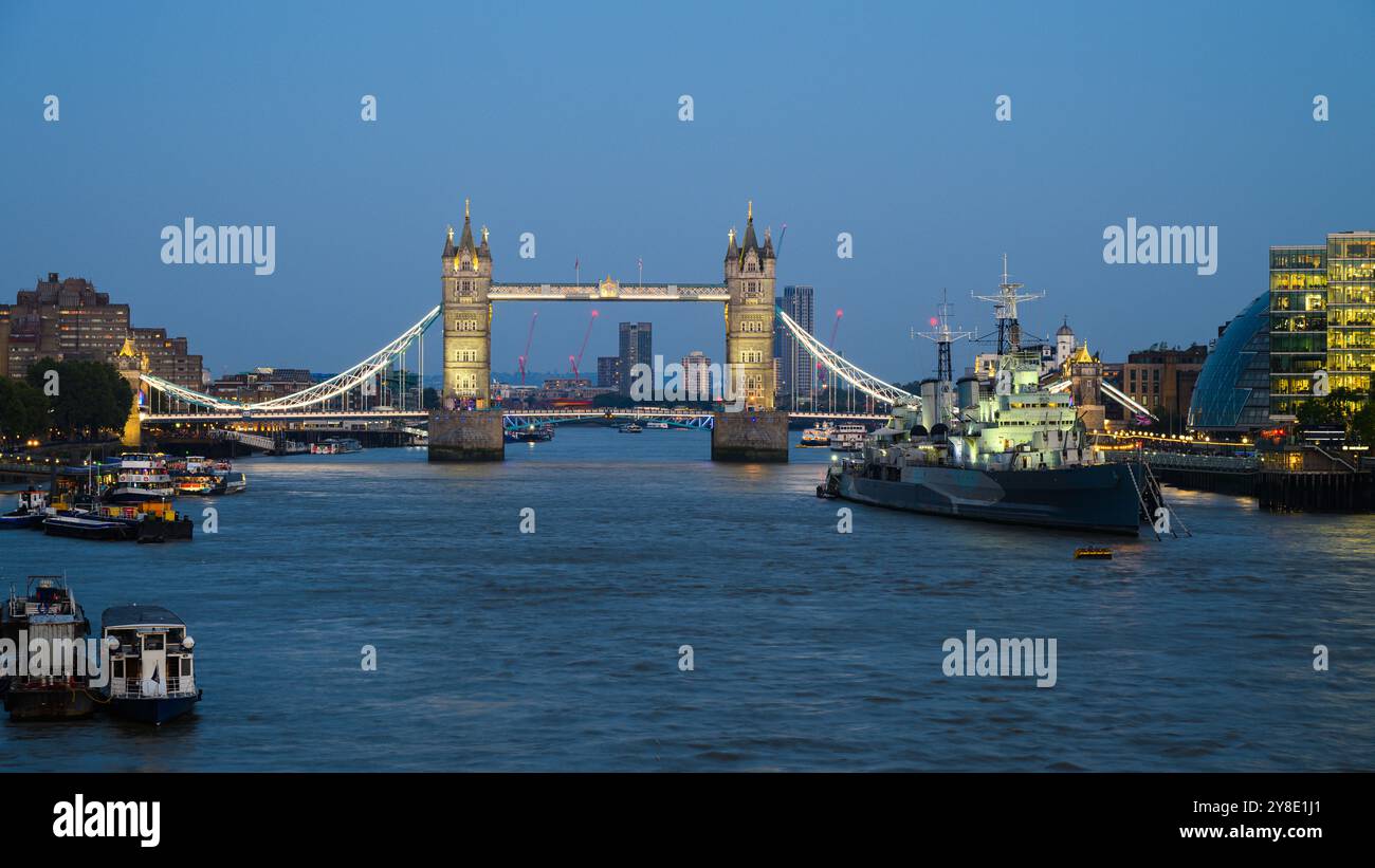 London, UK - September 19, 2024; Evening view along River Thames to ...
