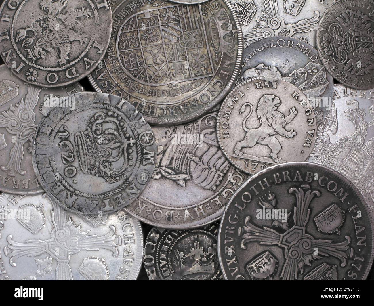 Old silver coins Stock Photo - Alamy