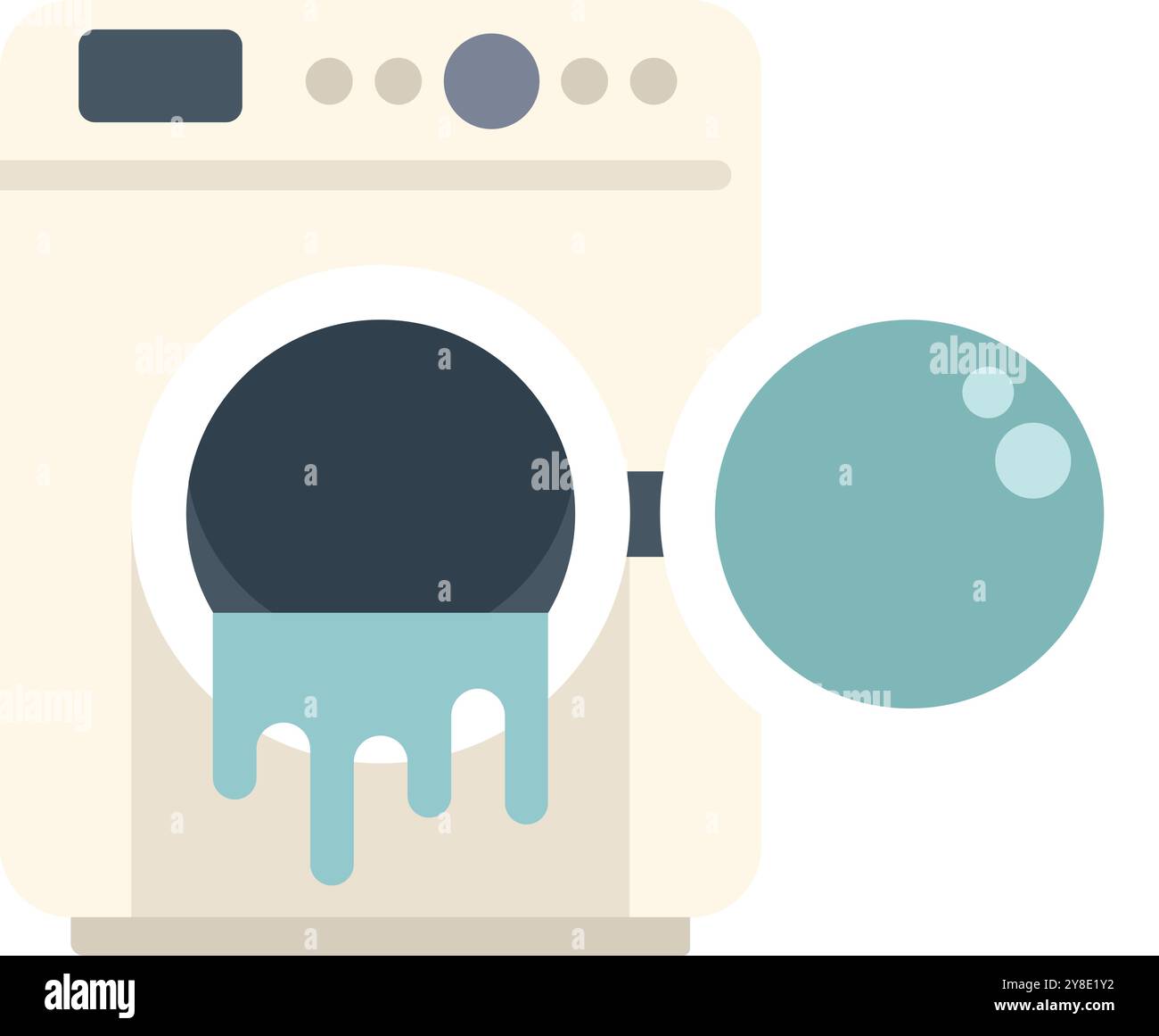 Washing machine leaking water with soap bubble floating beside it Stock ...
