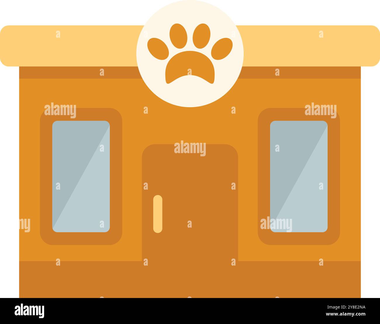 Pet shop building facade with animal paw logo is representing a ...