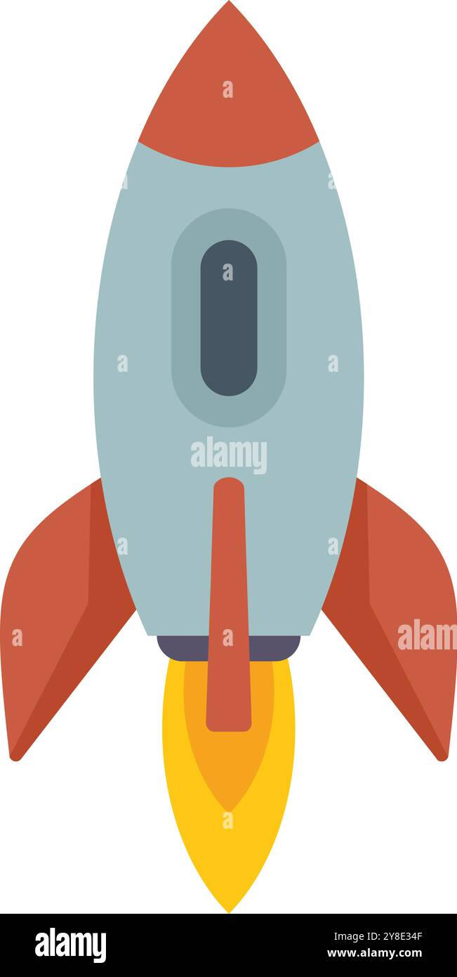 Cartoon rocket ship launching upward leaving a trail of fire Stock ...