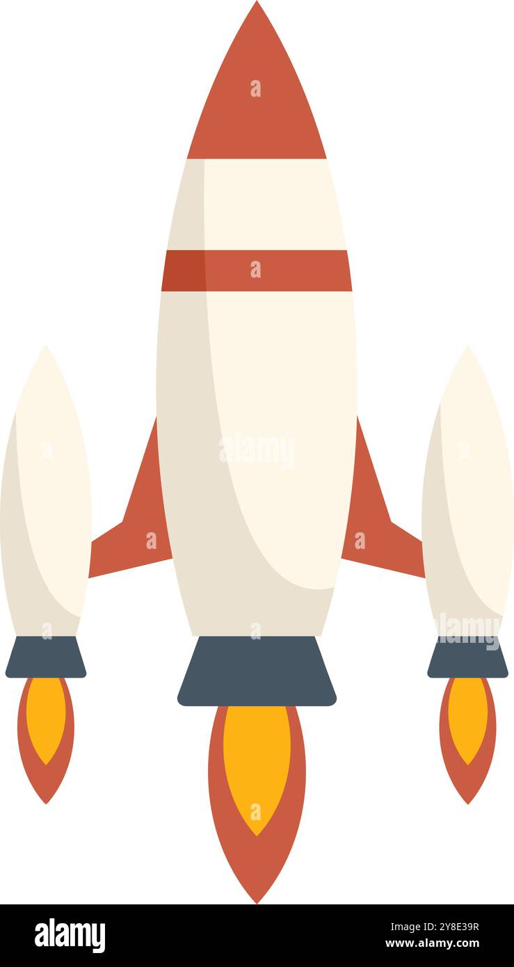 Illustration of a space rocket flying upwards with fire coming out of ...