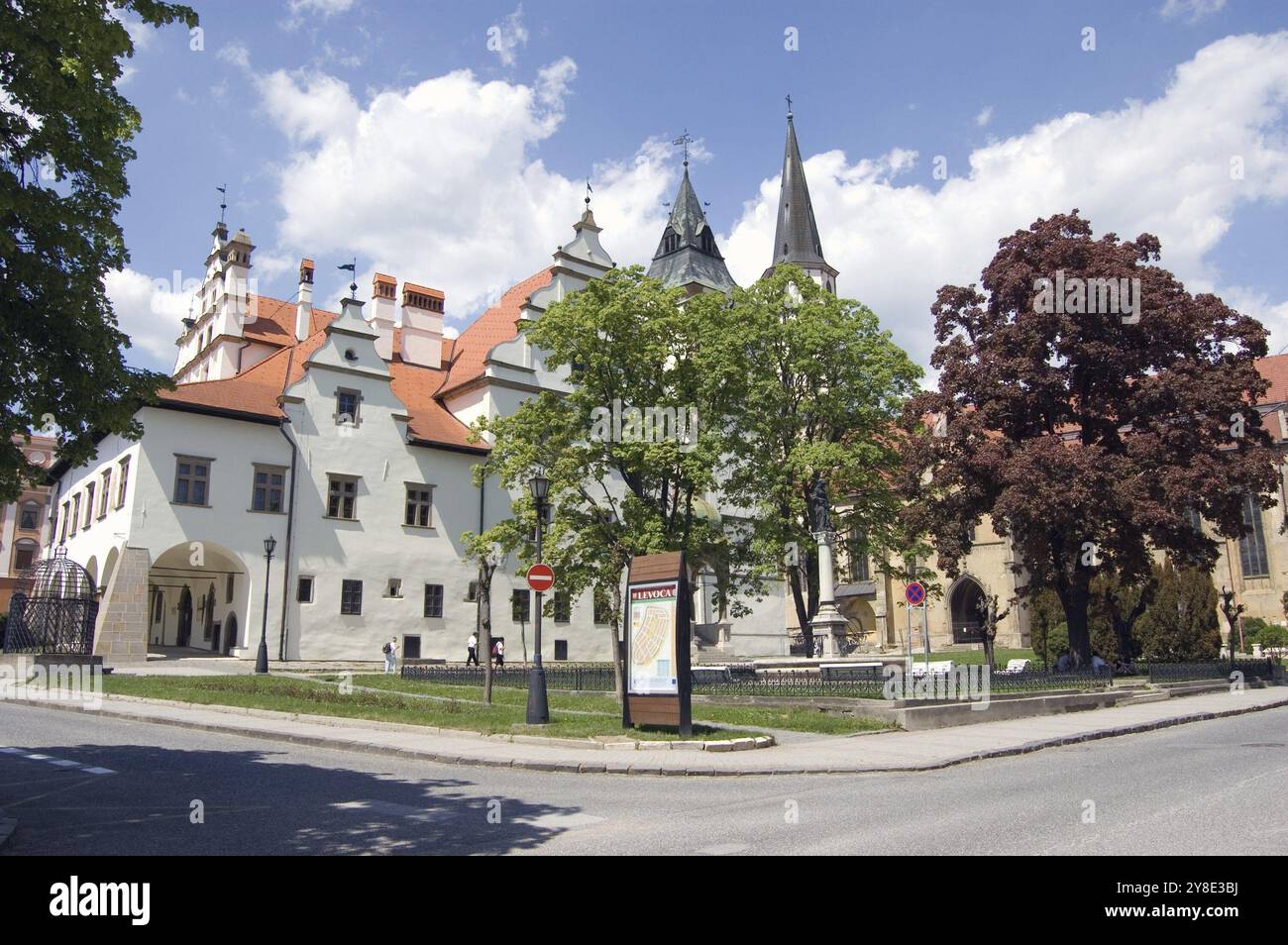Medieval Town Hall and church Stock Photo - Alamy