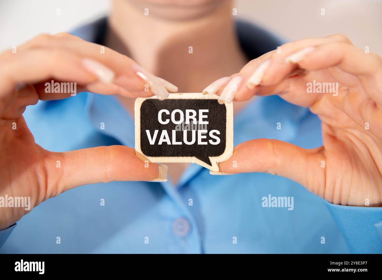 The Core Values text on colored sticky notes next to the light bulb ...