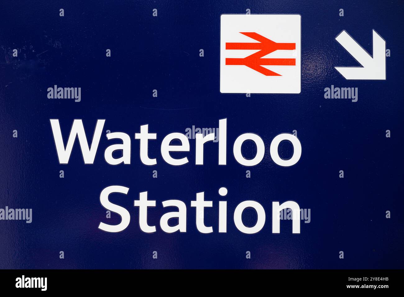 London, UK - September 19, 2024; Blue and white sign for train at ...
