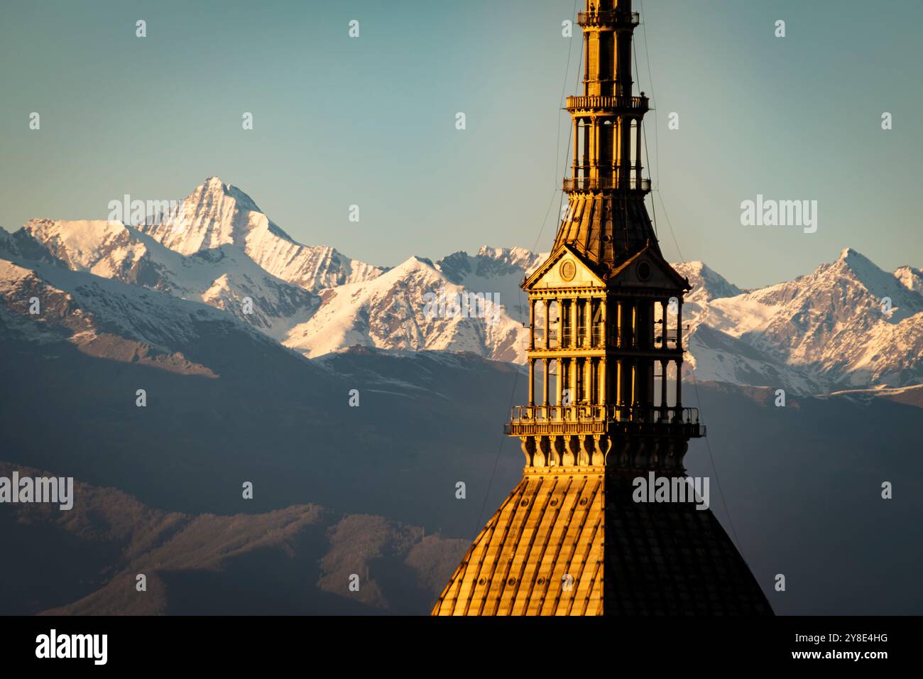 View of Torino with the iconic Mole Antonelliana close up Stock Photo ...