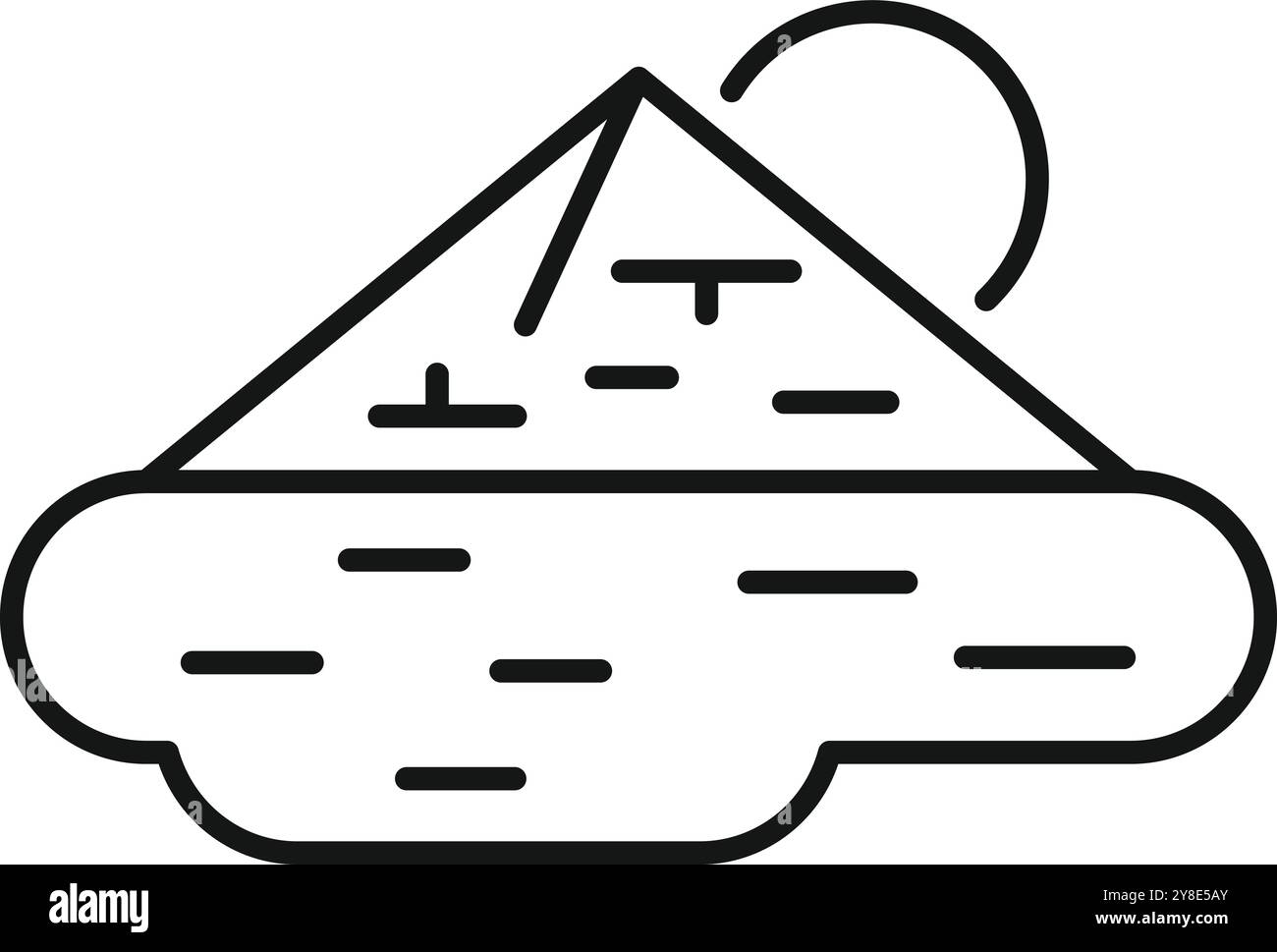 Minimal line art icon of the sun shining over the giza pyramid complex ...