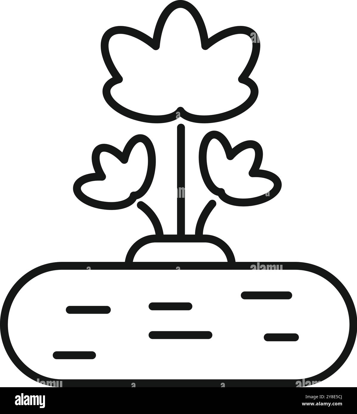 Line drawing of a plant growing, representing the concept of eco ...