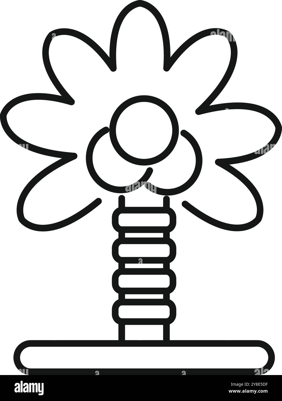 This line art drawing depicts a kinetic flower sculpture with its ...